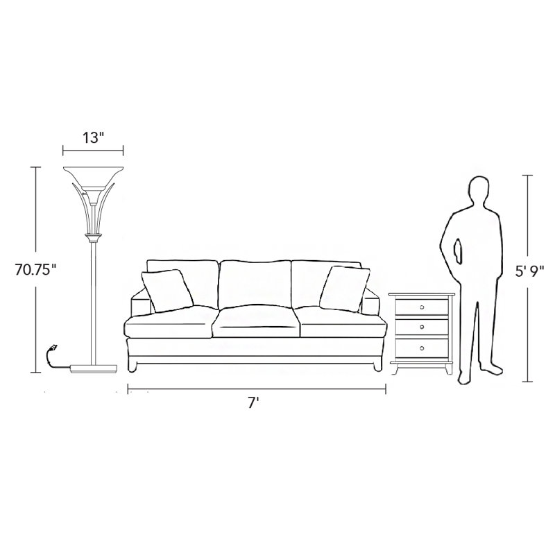 Winston Porter Carlese 70 75 Dark Bronze Torchiere Floor Lamp
